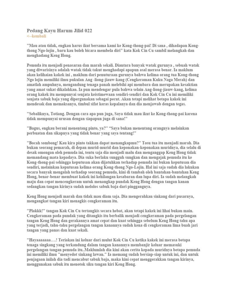 Pedang Kayu Harum Jilid 022 | PDF