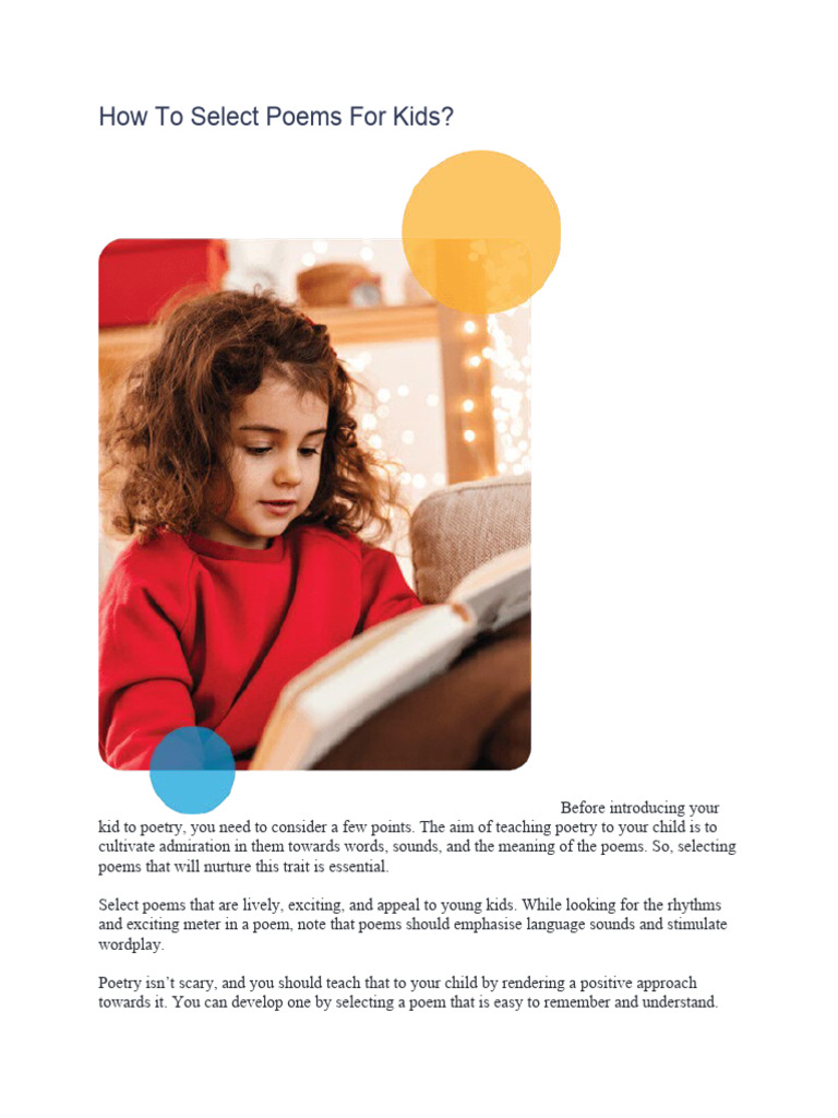 Selecting Poems for Kids | PDF