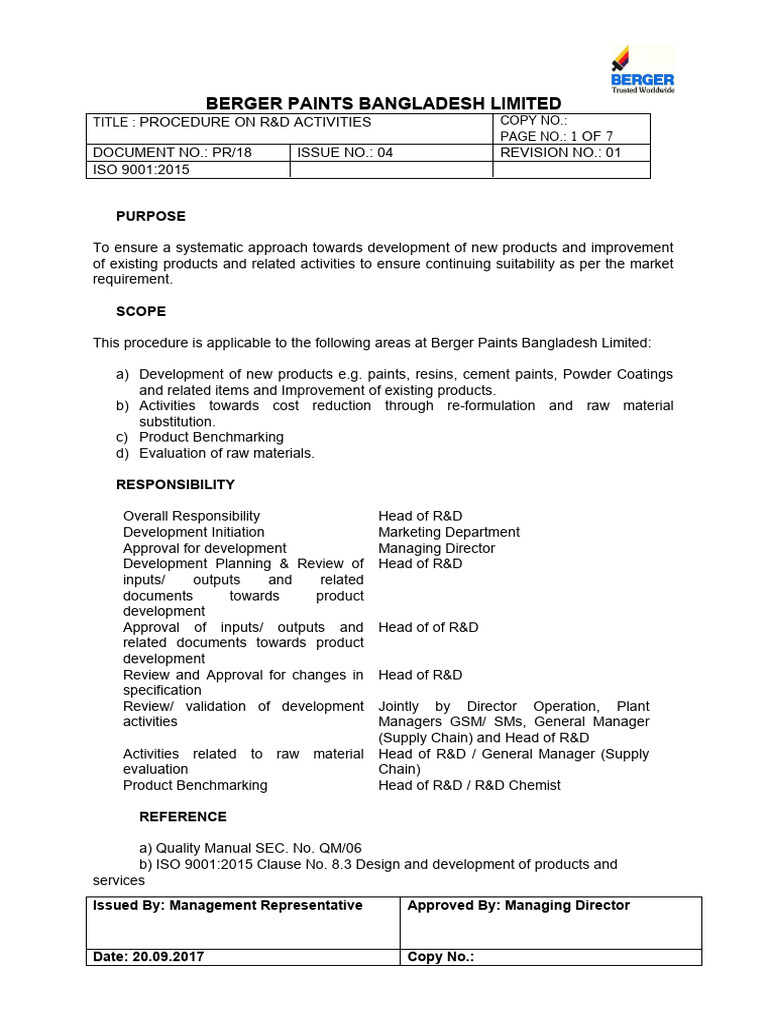PR18 Procedure On RND | Download Free PDF | Verification And Validation ...