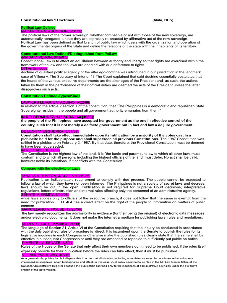 Doctrines Consti 1 1 | PDF | Jurisdiction | Case Or Controversy Clause