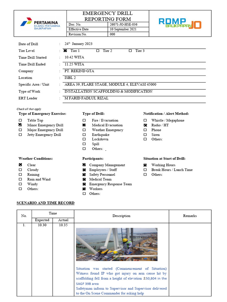 26071-JO-HSE-036 Emergency Drill Reporting Form | PDF