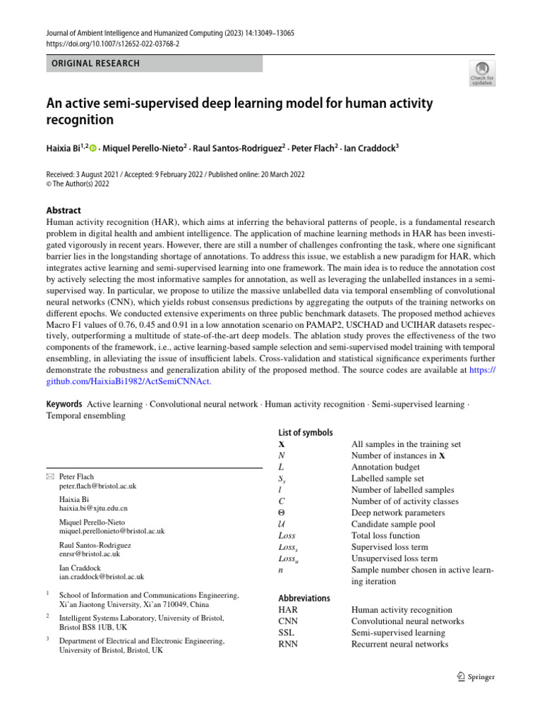 An Active Semi Supervised Deep Learning Model For Human Activity Recognition Pdf