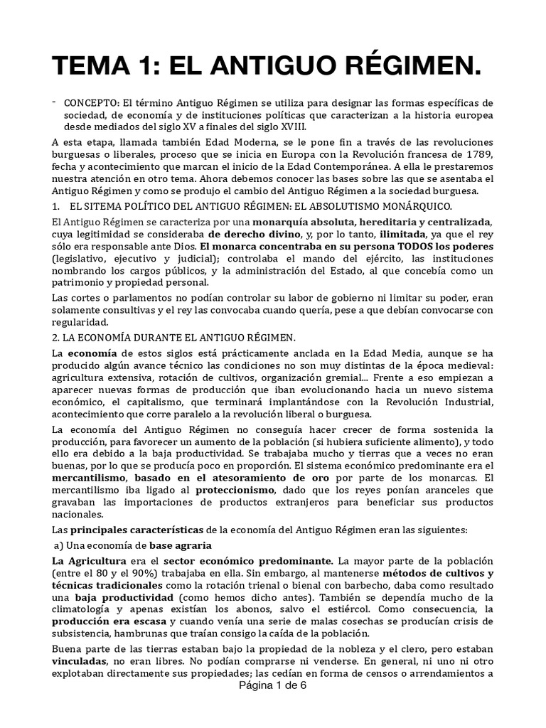 Tema 1. El Antiguo Régmien. HMC | PDF | Era de iluminacion | Nobleza