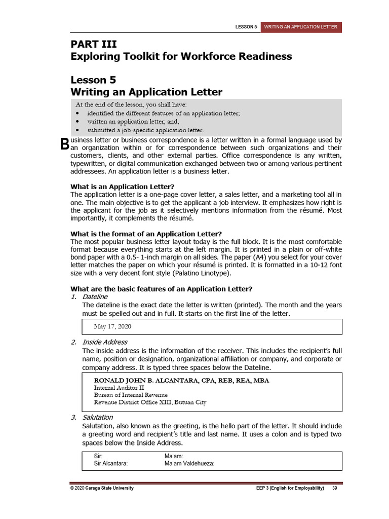 Writing an Effective Application Letter | PDF | Career & Growth