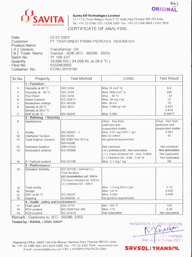 Savita Transol 220123 | PDF