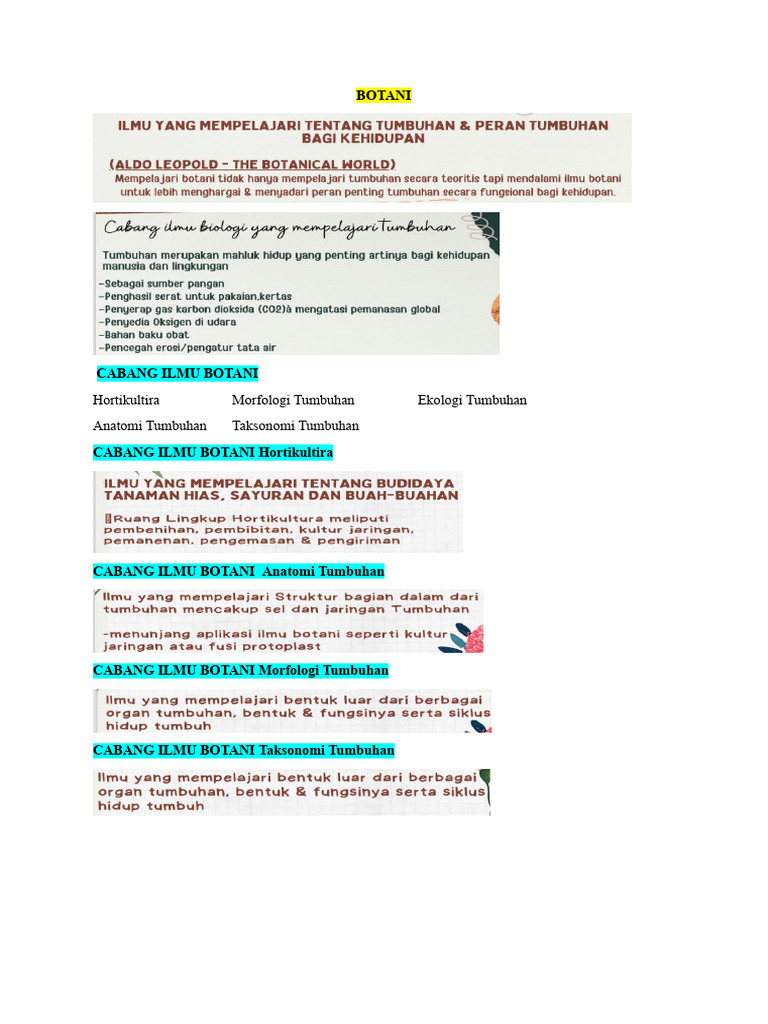 Resume UTS Botani | PDF | Sains & Matematika