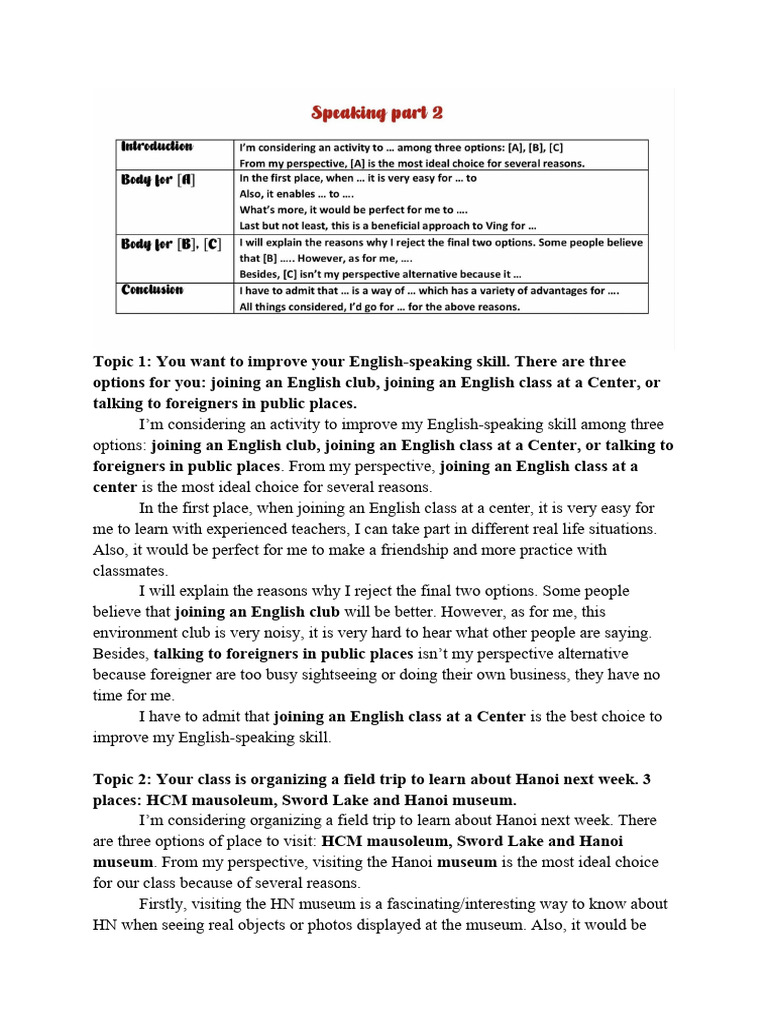 Speaking Part 2 | PDF