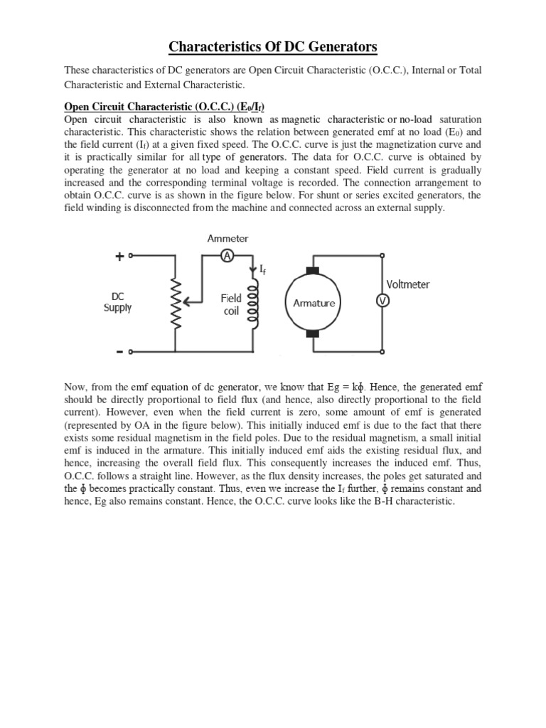 Characteristics of DC Generators | PDF