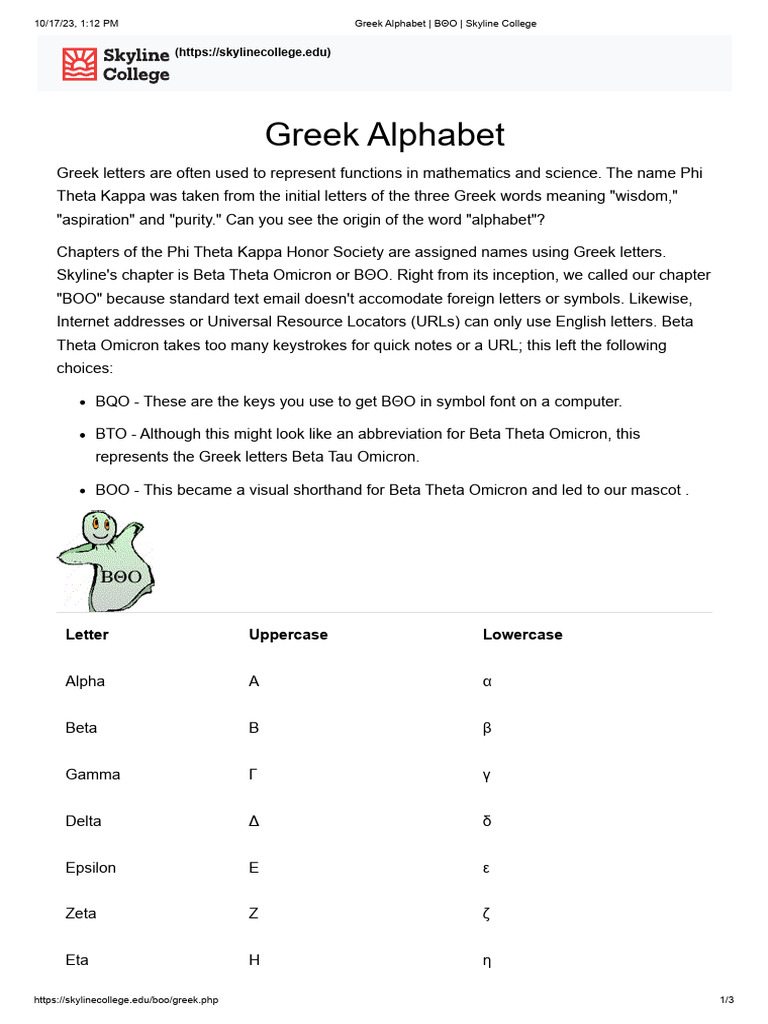 Greek Alphabet | PDF