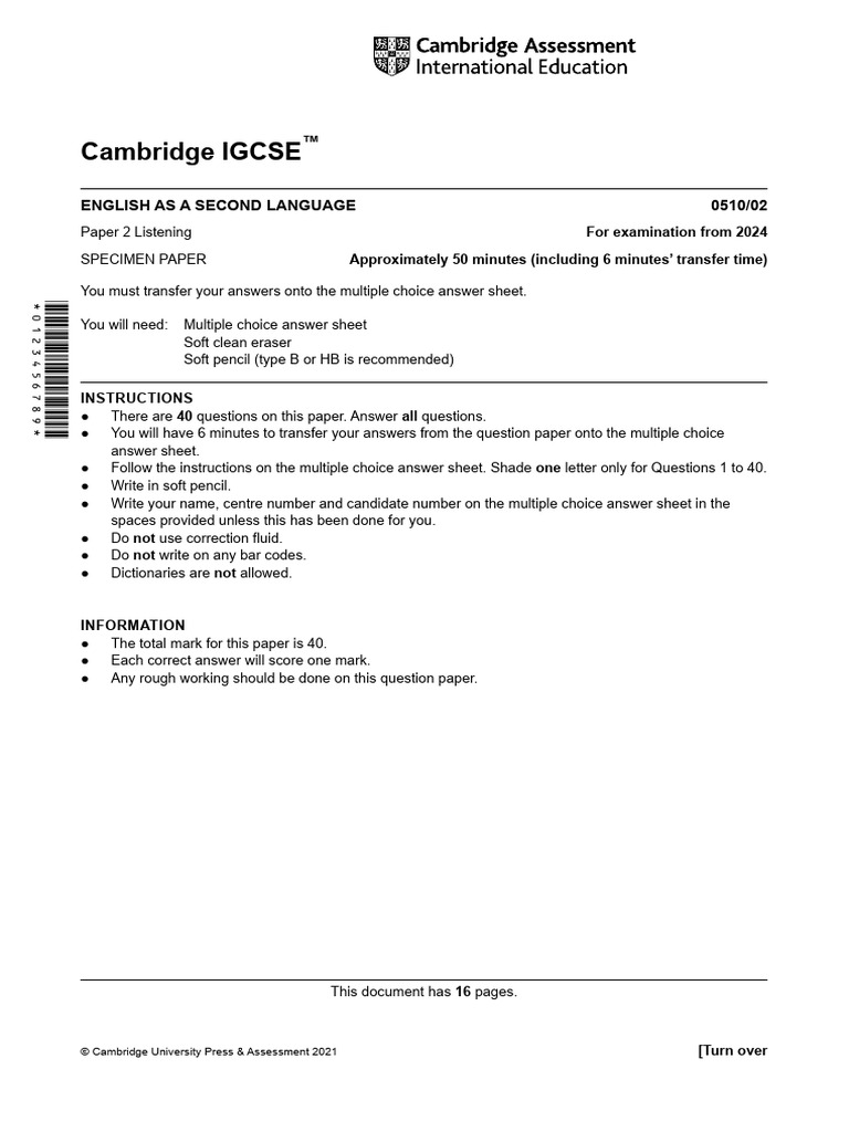 2024 Specimen Paper 2 | Download Free PDF | Multiple Choice | Crocodile