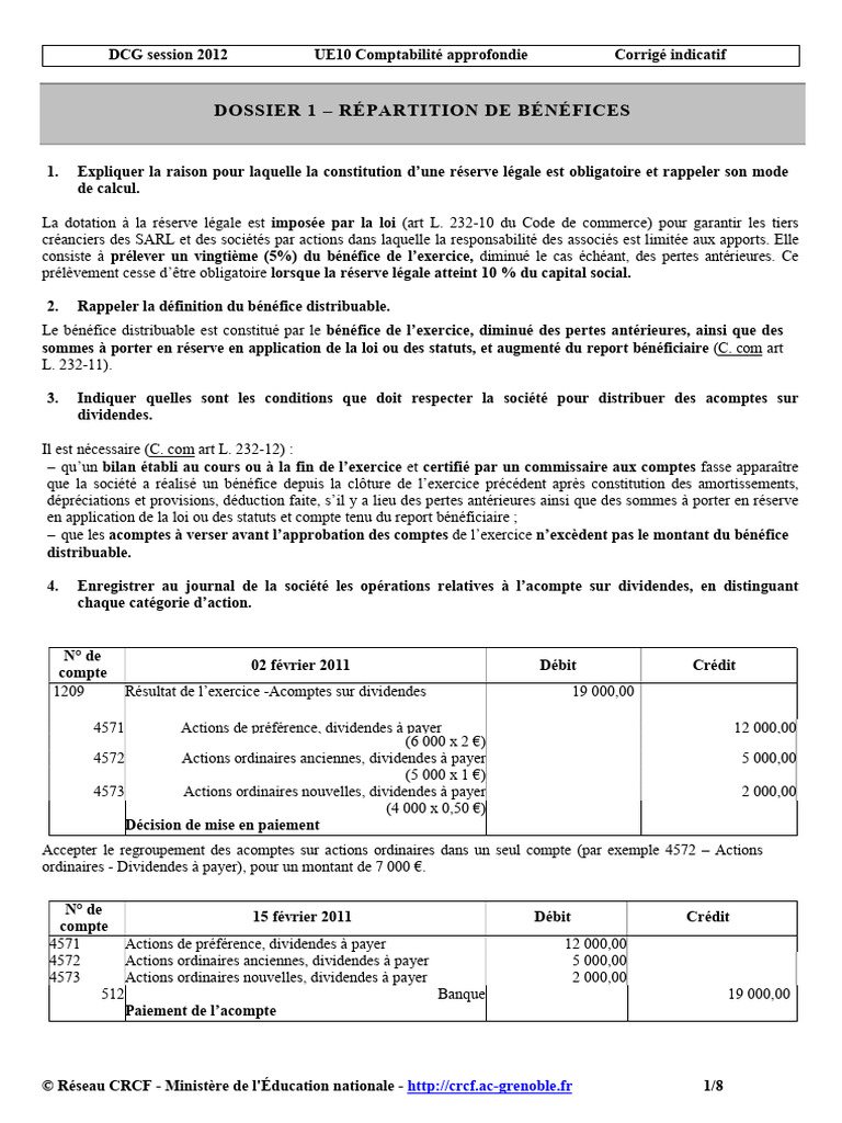 Répartition des bénéfices et dividendes | PDF | Dividende | Bilan comptable