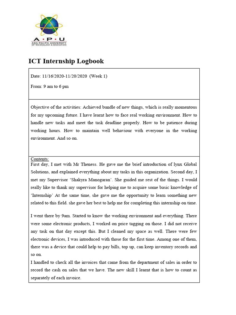 Industrial Placement Logbook Nadi | PDF | Data | Computer File