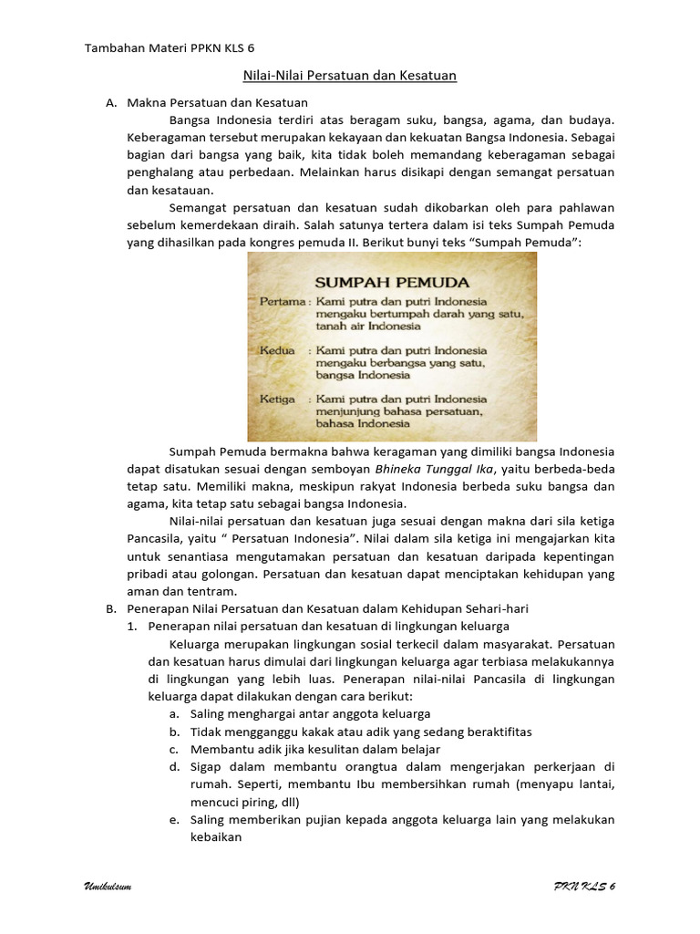 Tambahan Materi PPKN KLS 6 | PDF