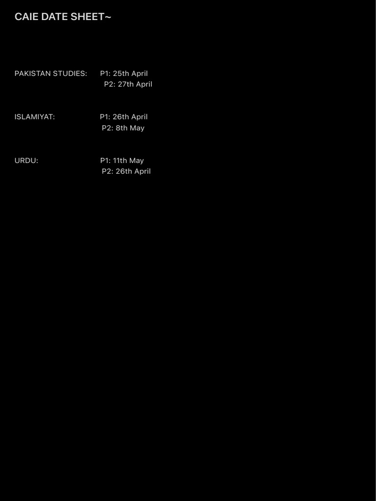 Caie Date Sheet~ | PDF