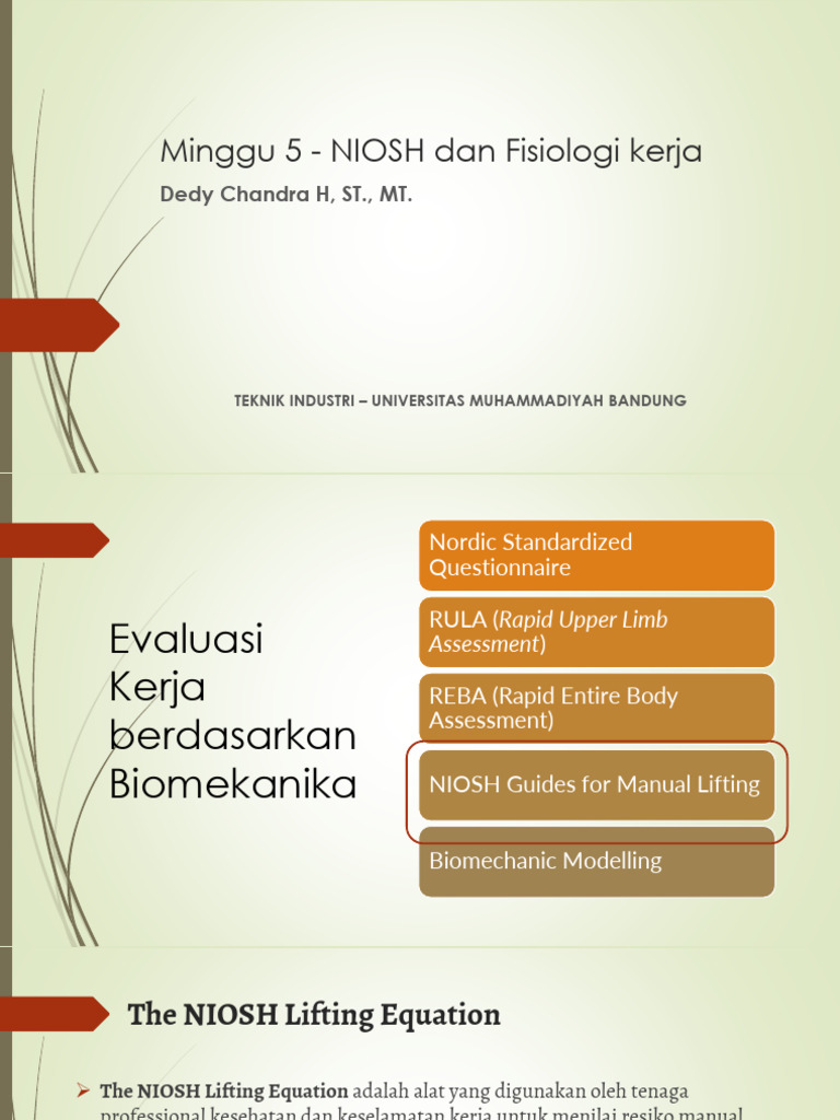 Minggu 5 - NIOSH | PDF