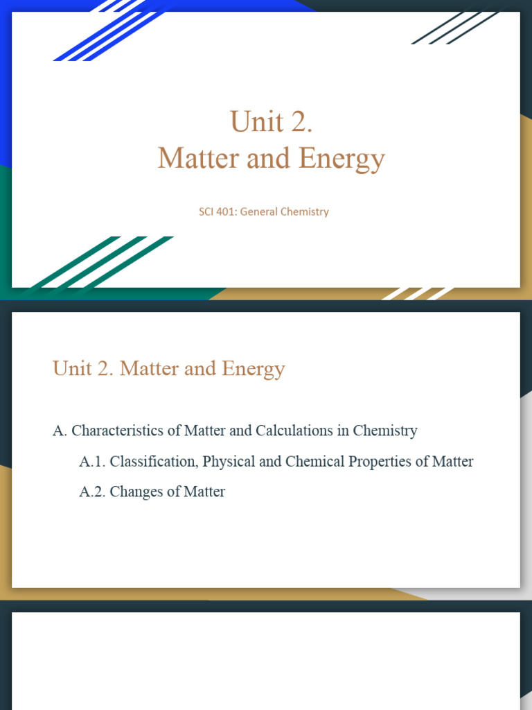 Unit 2. Matter and Energy (1) | PDF