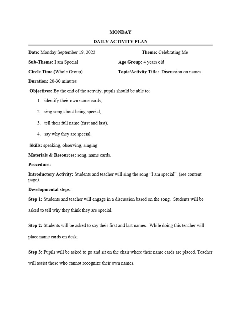 K2 Lesson Plan September 19-23, 2022 | PDF