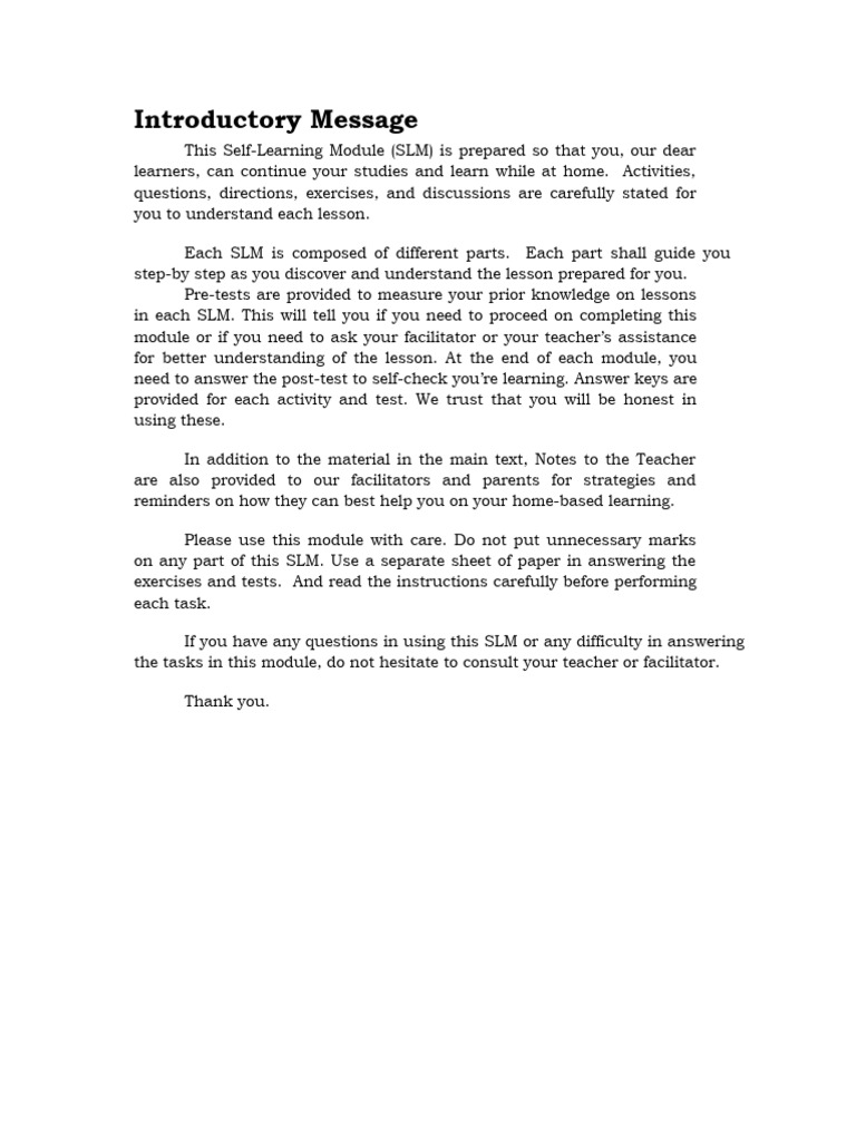 Introductory Message | PDF | Career & Growth