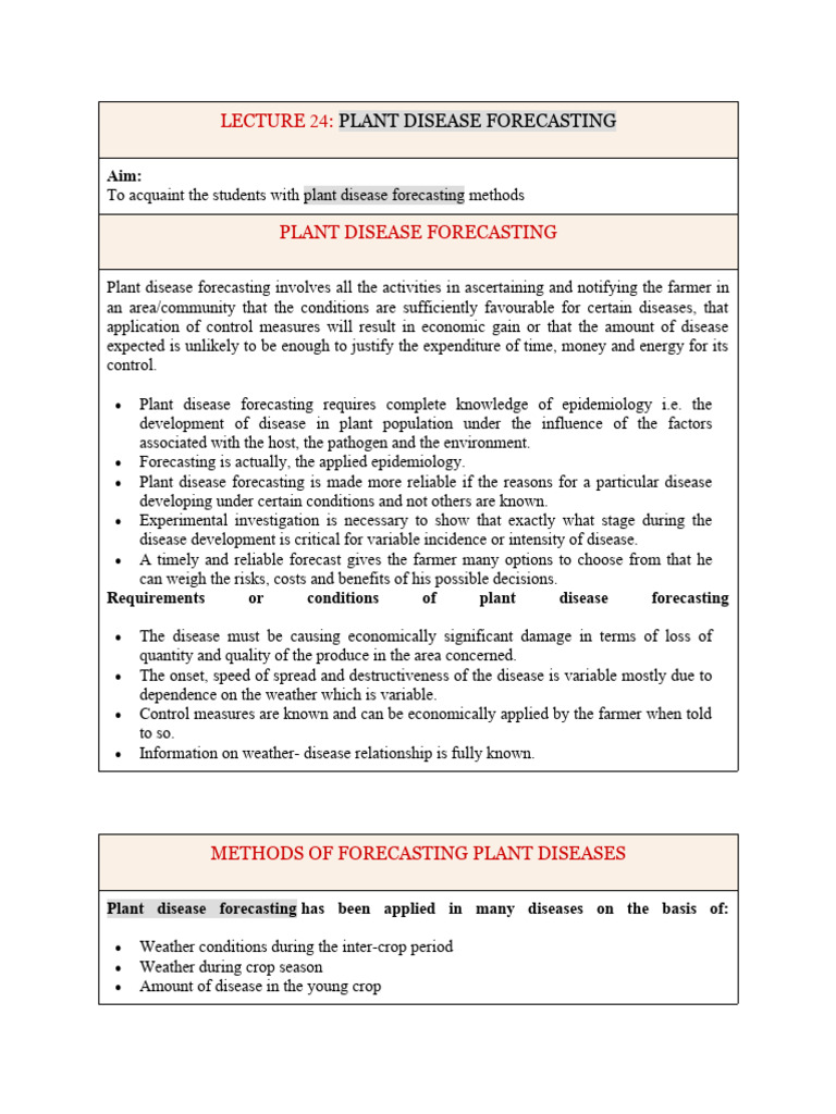 Disease Forecasting And Crop Loss Assessment Download Free Pdf Plant Pathology Forecasting