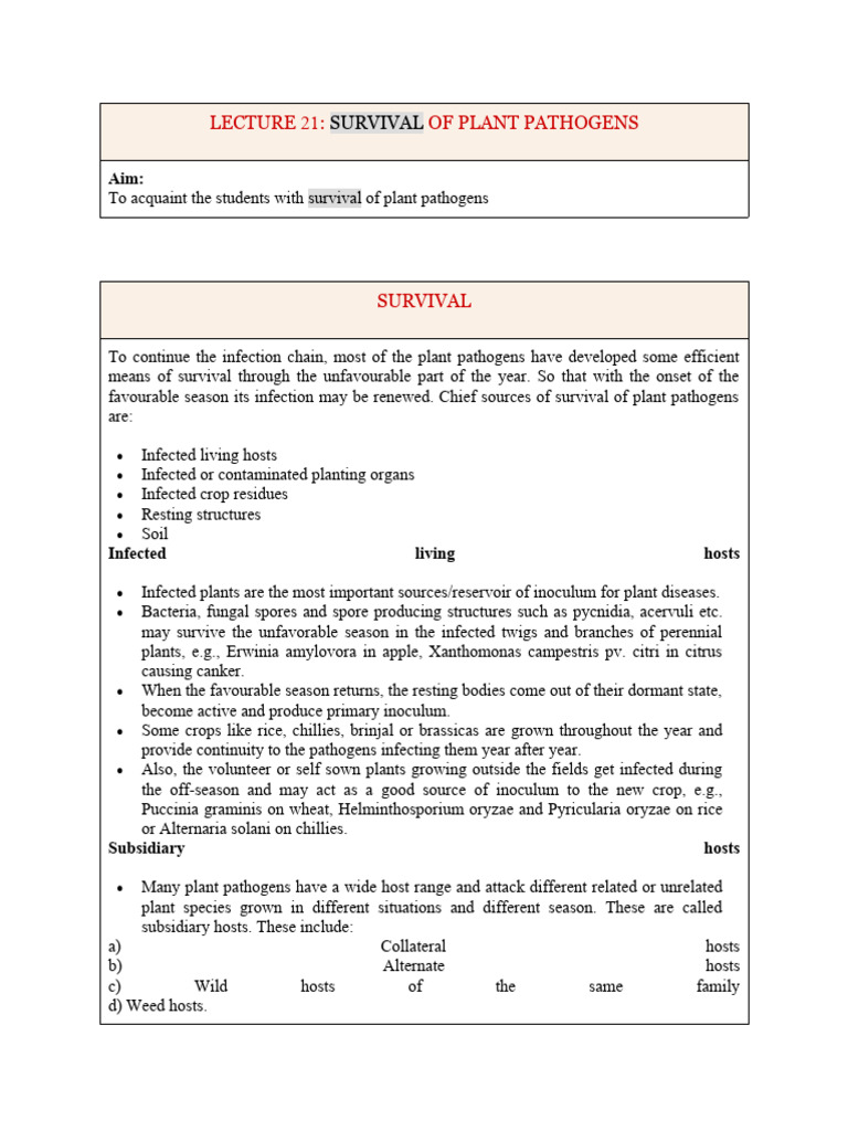 Survival of Plant Pathogen | PDF | Plant Pathology | Fungus