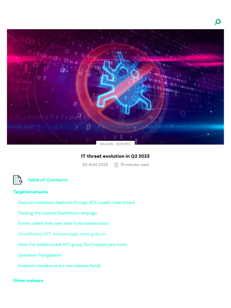 Kaspersky Malware Report For Q2 2023 - Securelist | PDF | Malware ...
