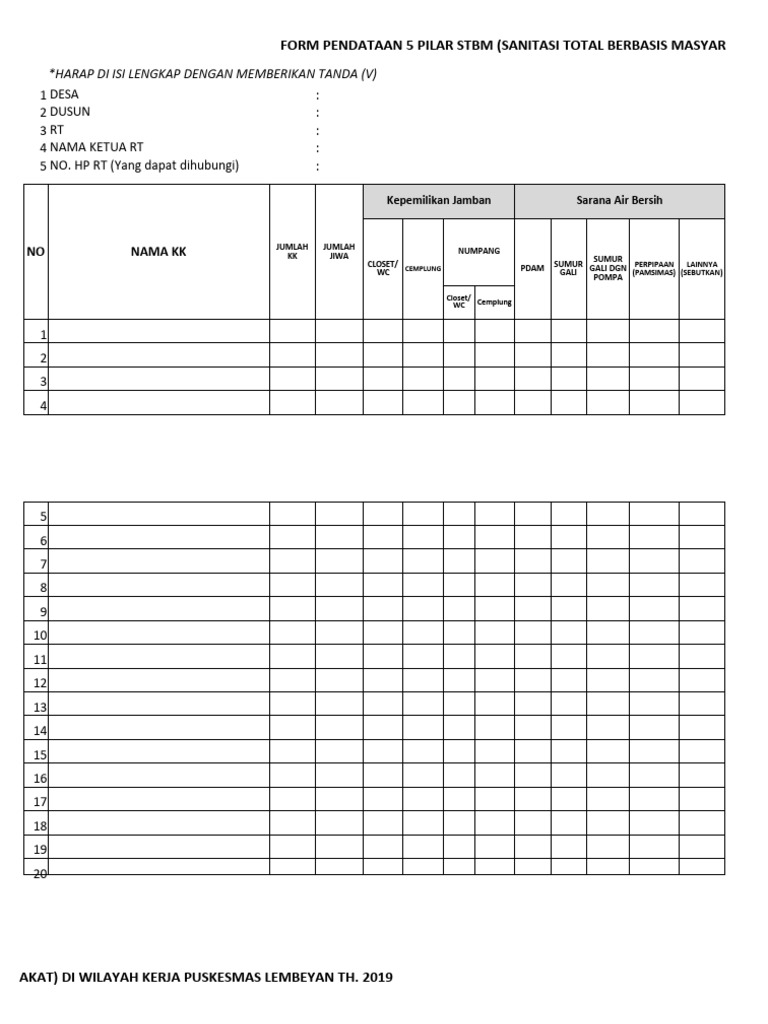 1-form-pendataan-stbm | PDF