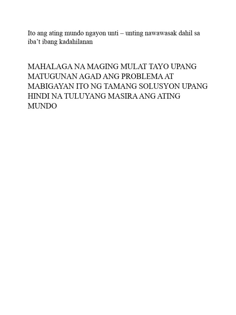 Ito Ang Ating Mundo Ngayon Unti | PDF