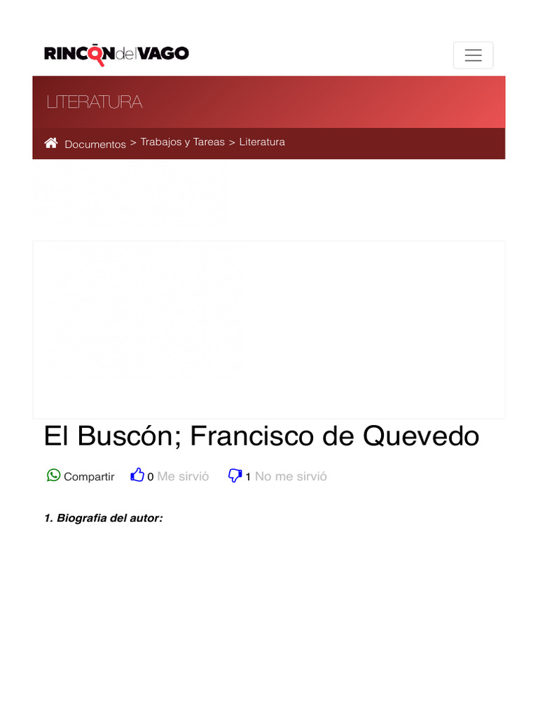 Encuentra Aquí Información de El Buscón Francisco de Quevedo para Tu Escuela ¡Entra Ya! - Rincón ...