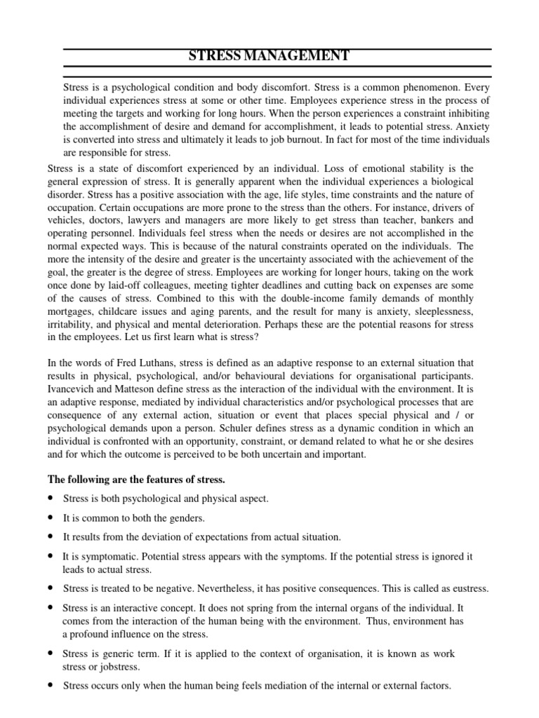 Stress Management PDF | PDF