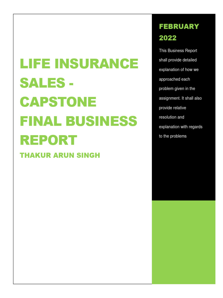Life Insurance Capstone Final Business Report | PDF