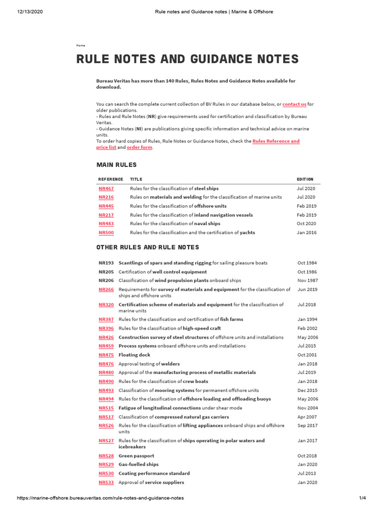 Rule Notes and Guidance Notes - Marine & Offshore | PDF