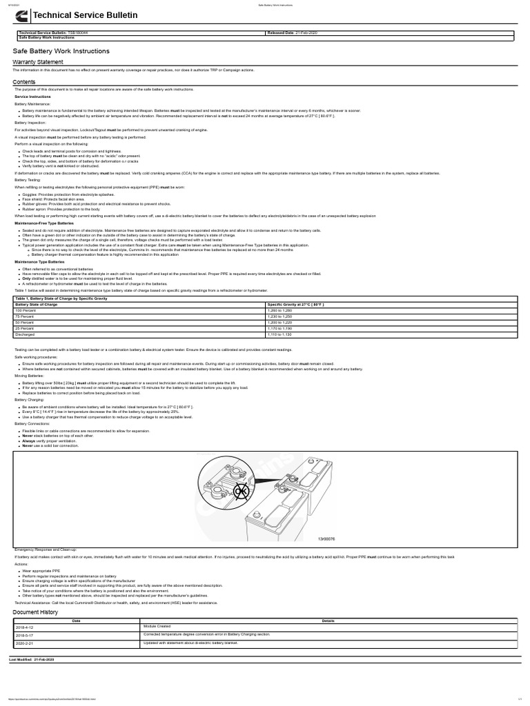 Safe Battery Work Instructions | PDF