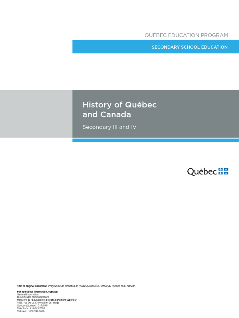 History Curriculum for Québec Students | PDF | Evaluation | Teachers