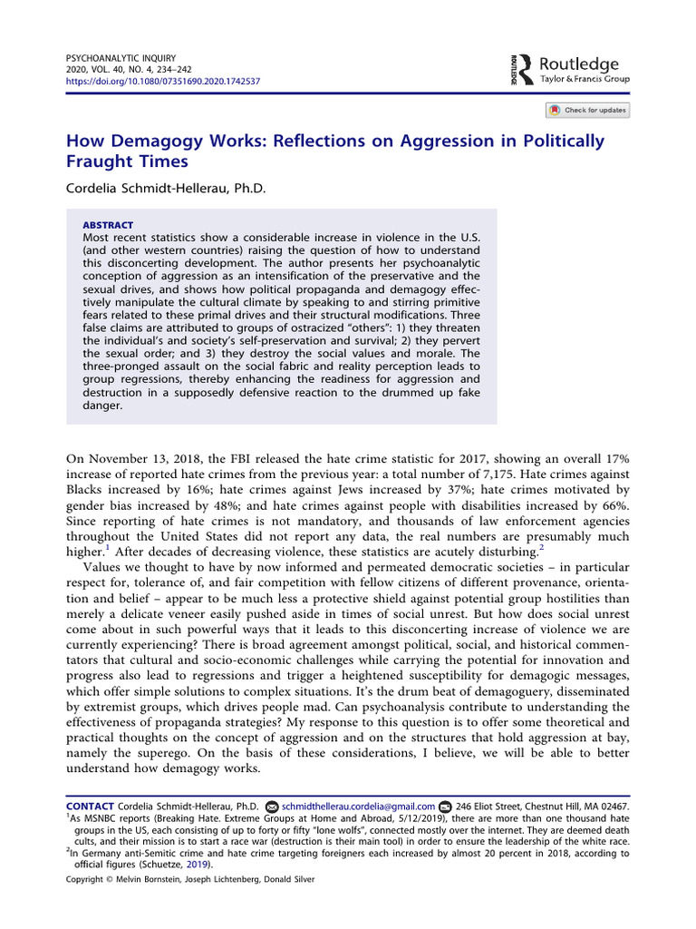 How Demagogy Works | PDF | Id | Psychoanalysis
