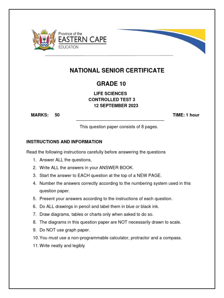 Grade 10 Life Sciences Test Term 3 | PDF | Soil | Heart Valve