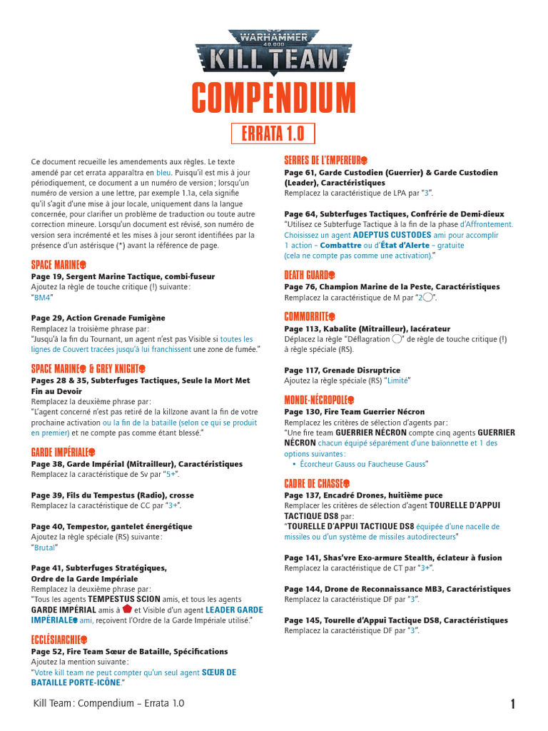 Kill Team Errata Compendium | PDF
