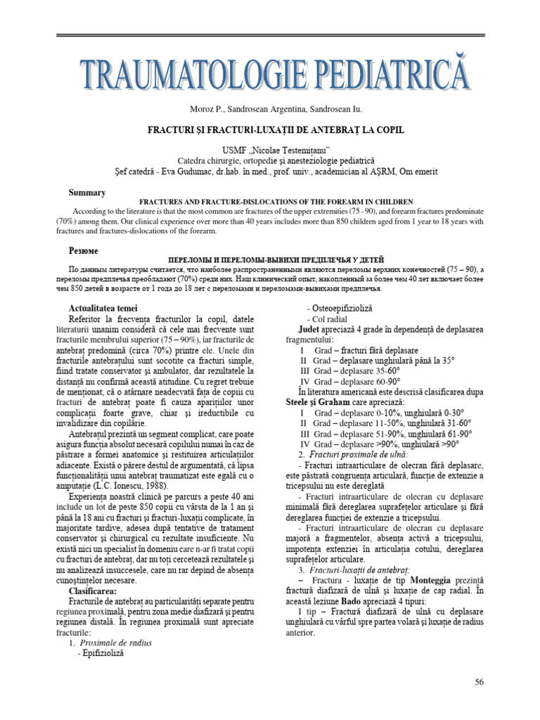 Fracturi Si Fracturi - Luxuatii de Antebrat La Copil | PDF