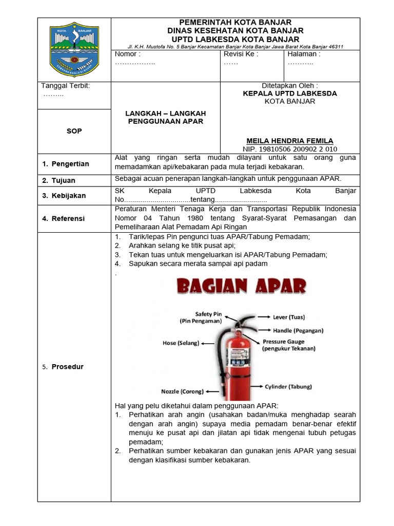 Sop Langkah-Langkah Penggunaan Apar | PDF