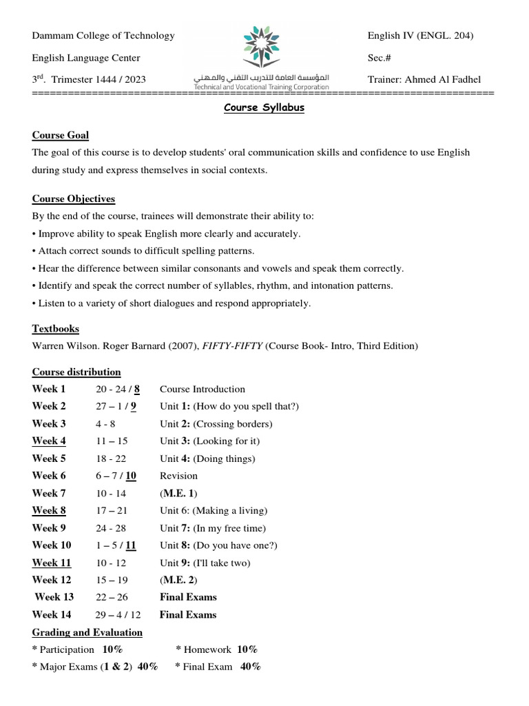 ENGL 204 Syllabus | PDF | Career & Growth | Language Arts & Discipline
