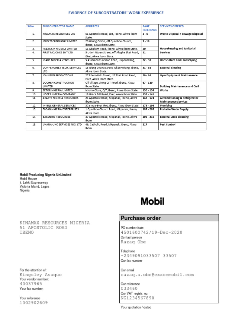 Appendix 7 - Evidence of Subcontractor Experience | PDF