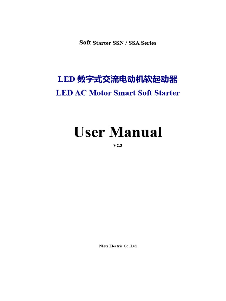 Nietz Low Voltage Softstarter Series SSN Ssa v23 Manual | PDF
