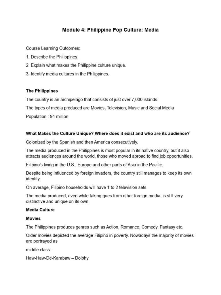 Module 4-Philippine Popular | PDF