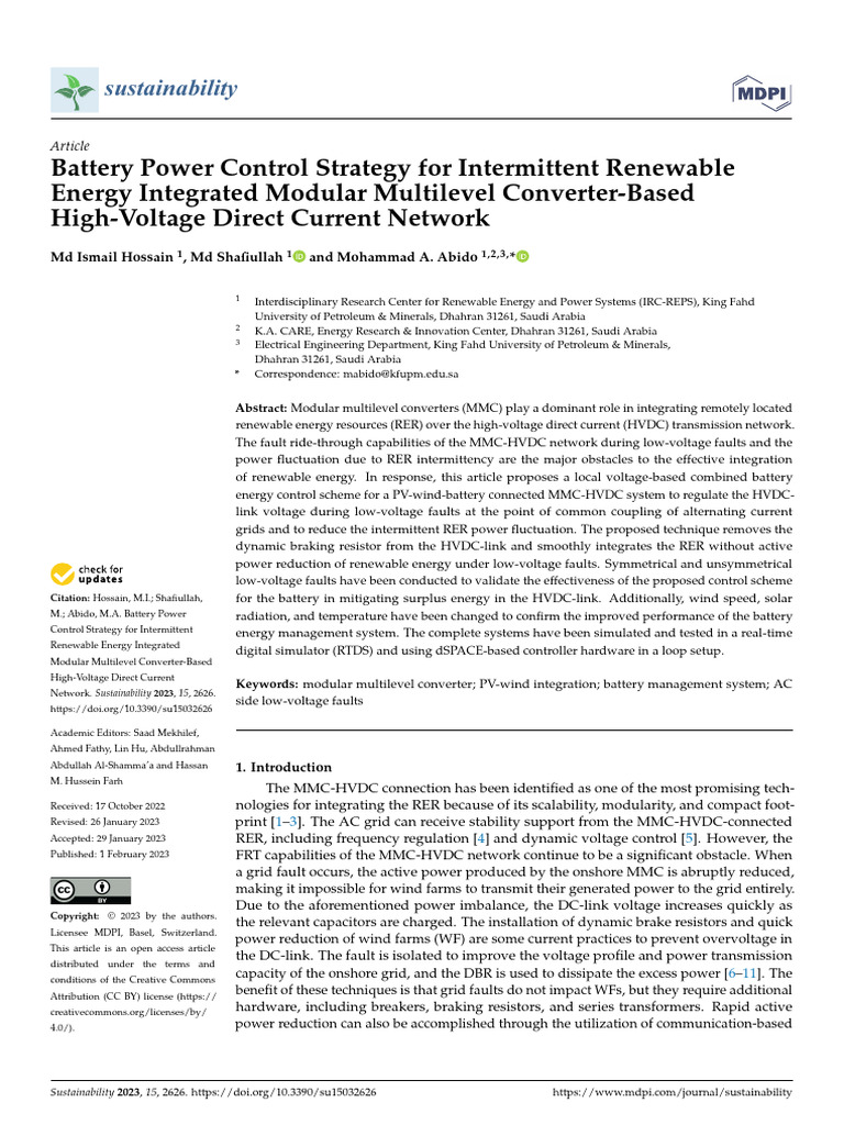 Battery Power Control Strategy For Intermittent Renewable Energy With ...