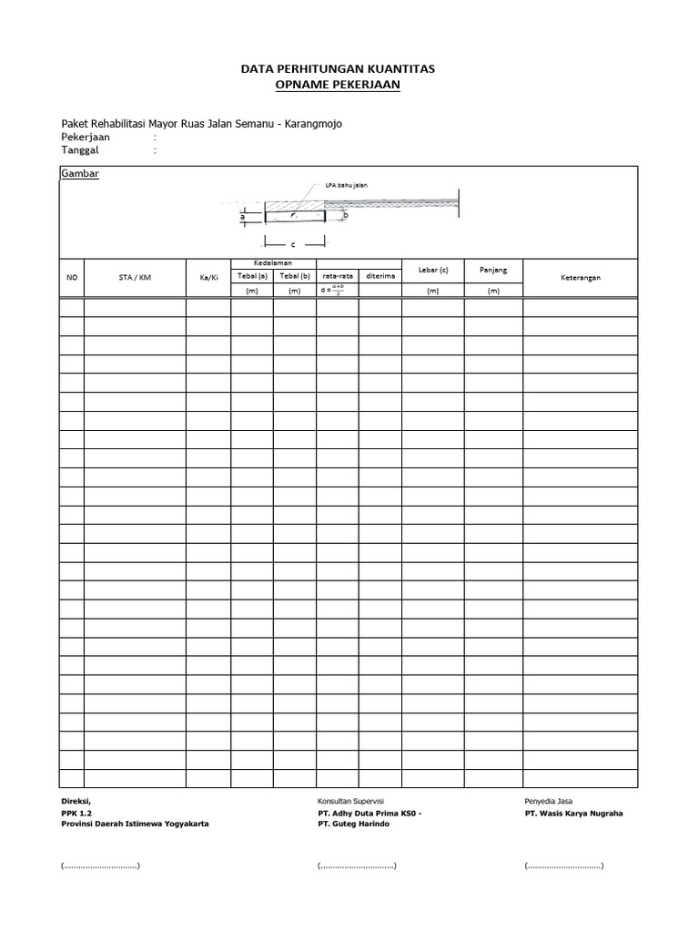 Format Opname Pekerjaan Proyek Jalan | PDF