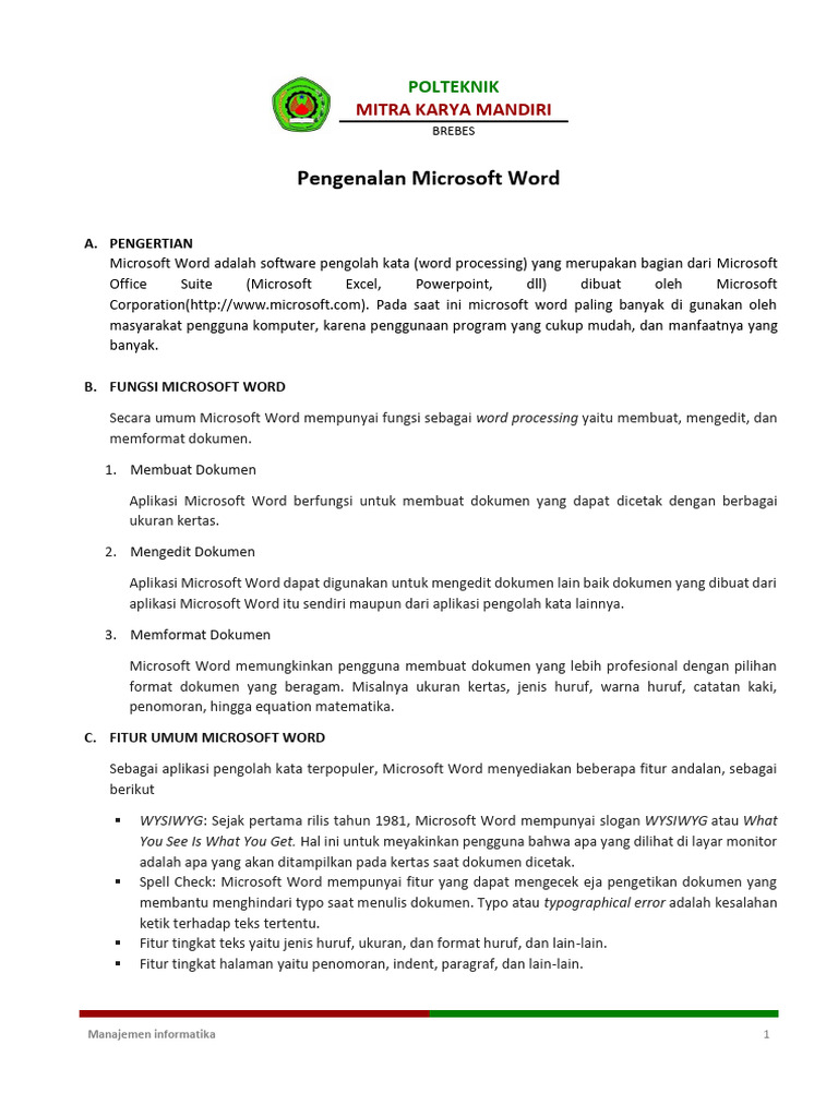 Pengenalan Microsoft Word | PDF