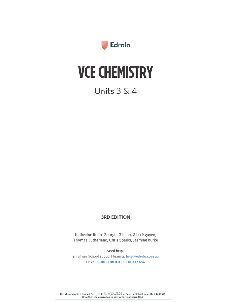 Edrolo VCE Chemistry Units 34 - Textbook PDF v3 | PDF | Experiment ...
