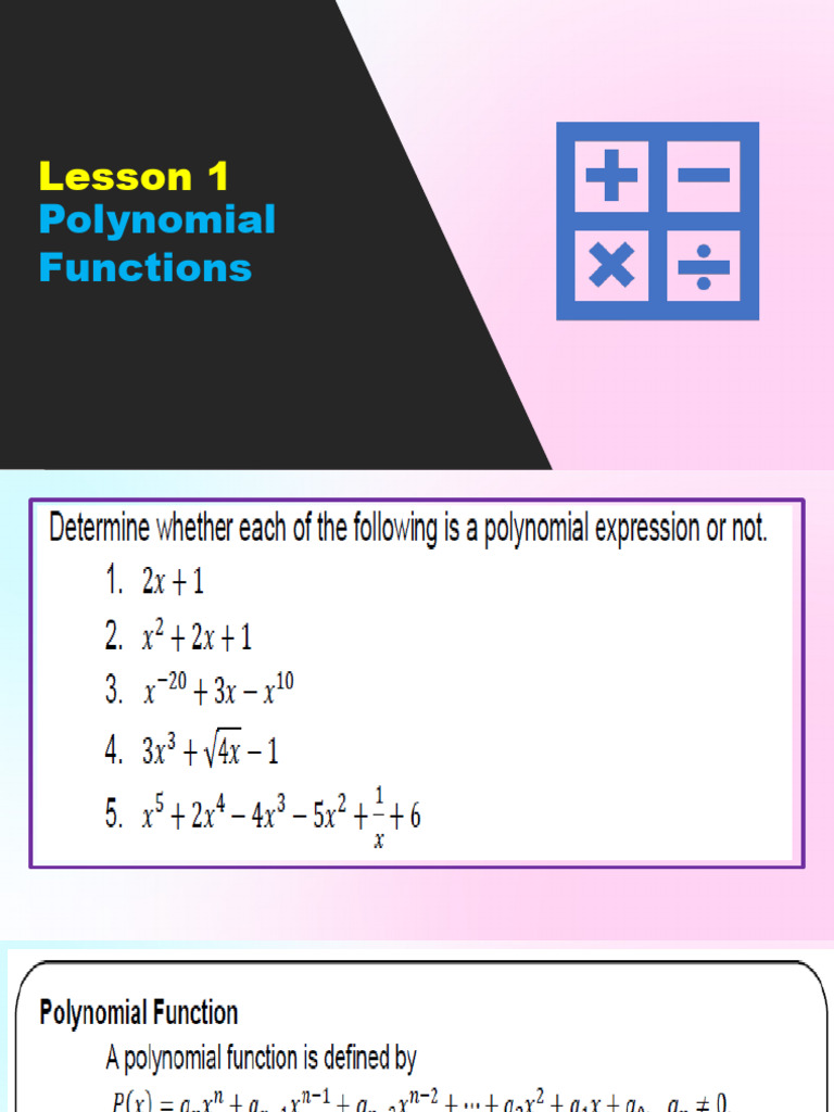 PPT Week1 Lecture 1 Polynomial Functions Copy (1) | PDF