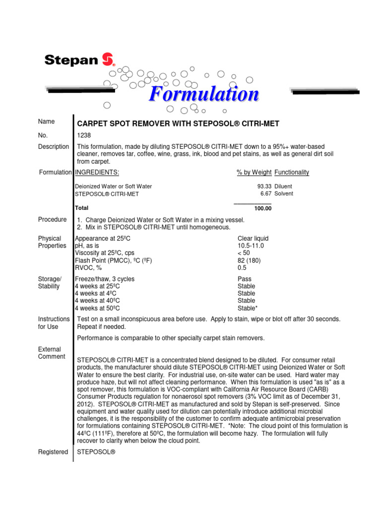 لکه بردار فرش با STEPOSOL® CITRI-MET | PDF | Physical Chemistry ...