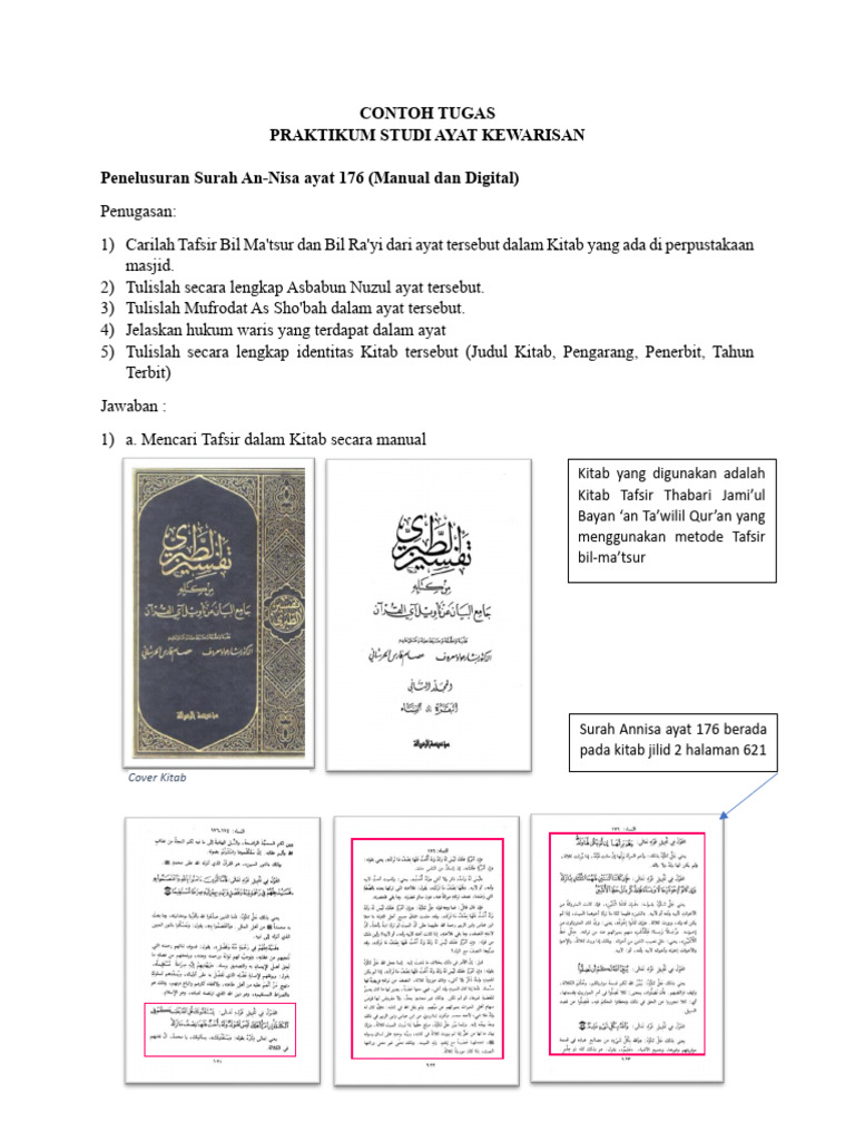 Contoh Pengerjaan Tugas Prak. Studi Ayat Kewarisan | PDF Contoh Pengerjaan Tugas Prak. Studi Ayat Kewarisan | PDF