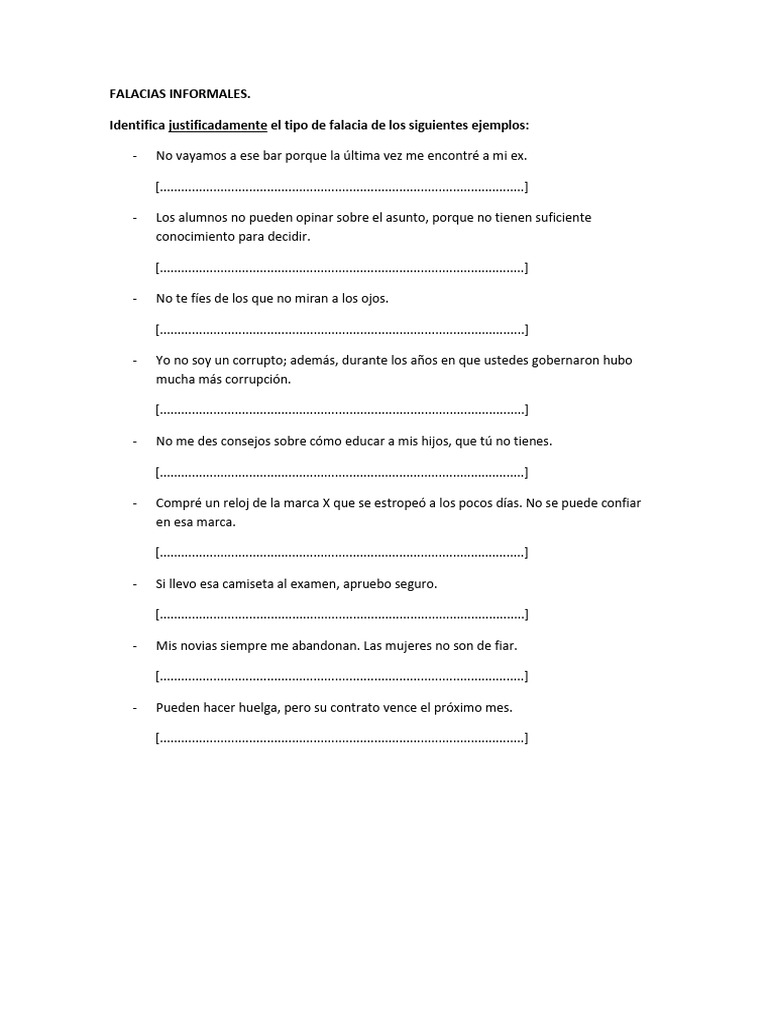 Falacias Informales: Ejemplos Comunes | PDF